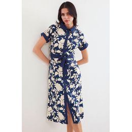 Bl&uuml;hendes Midikleid mit Schleife