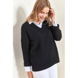V-Ausschnitt Langarmpullover