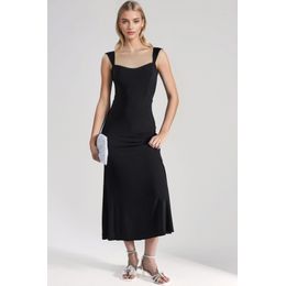Herzkragen-Midi-Kleid