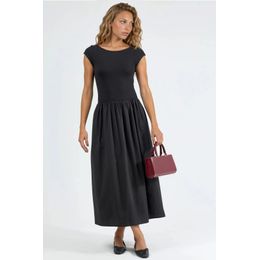 L&auml;ssiges Midi-Kleid mit Rundhalsausschnitt
