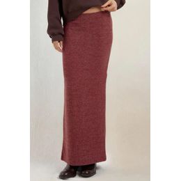 Elastischer Taillenrock mit weicher Textur und Schlitz