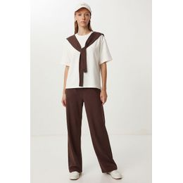 Farbiges Blockmuster Crewneck Zwei-Teile Koordinations-Set
