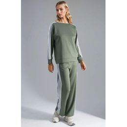Gestreiftes Sweatshirt mit Rundhalsausschnitt und gerade geschnittene Hosen Coord