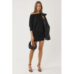 Asymmetrisches Kragenfigurbetontes Minikleid