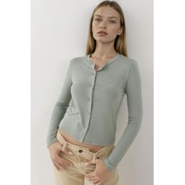 Knopfkragen Langarmshirt
