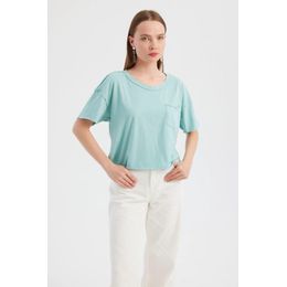 Basis Gewebtes Rundhals Kurzarm T-Shirt