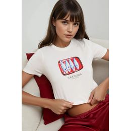 Bedrucktes Regular-Fit Crewneck T-Shirt aus 100% Baumwolle