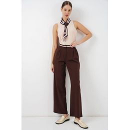 Hochtaillierte Weite Beinhosen mit Taschen