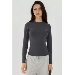 Ultraweiches Slim-Fit Crew-Neck Langarm-Basictop