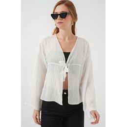 V-Ausschnitt Bluse mit Schleife