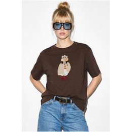 Besticktes T-Shirt mit Rundhalsausschnitt, l&auml;ssige Passform