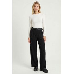 Hochtaillierte weit geschnittene Hose mit Schnalle