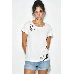 Besticktes U-Hals Basis-T-Shirt