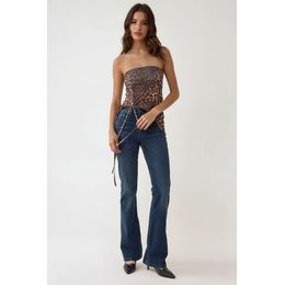 Leopardenmuster Strapless Figurbetontes Bedrucktes Crop Top