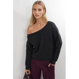 Asymmetrischer Kragen Relaxed Fit Sweatshirt