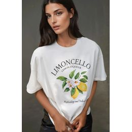 100 % Baumwolle Oversized Bedrucktes Rundhals T-Shirt