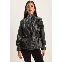 Rei&szlig;verschluss &Uuml;bergro&szlig;e Faux-Lederjacke