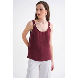 &Auml;rmellose U-Ausschnitt-Bluse mit Ringtr&auml;gerdetail