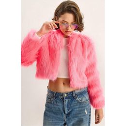 Boxy Crop Kunstfellmantel