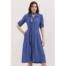 Strukturiertes Midikleid mit Schleife