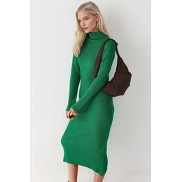 Rippstrick-Turtleneck Bodycon Strickkleid