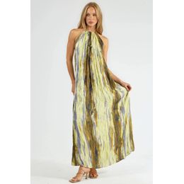 Texturiertes Gemustertes Maxikleid mit Halterkragen