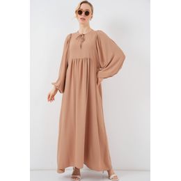 Texturiertes gemustertes Maxikleid mit Schleife