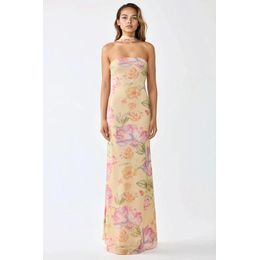Tr&auml;gerloses Bl&uuml;ten-Midi-Kleid