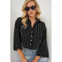 Oversized Gestreiftes Kurzes Hemd mit Knopfverschluss