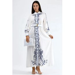 Blumenbedrucktes Midikleid mit G&uuml;rtel