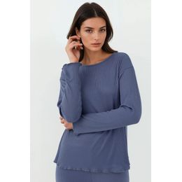 Hochgeschnittenes Langarm-Pyjama-Set