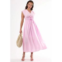V-Ausschnitt Midikleid mit Bindung
