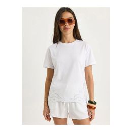Besticktes Rundhals-T-Shirt