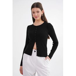 Knopf-&auml;hnlicher Slim-Fit Rippstrick-Cardigan