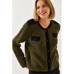 Rippstrick-Cardigan mit Knopfschluss und Taschen