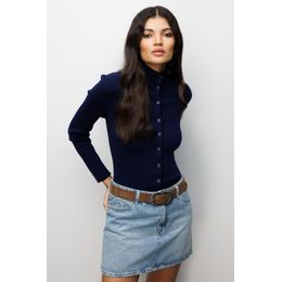 Slim Fit Halbkragen-Cardigan mit Knopfverschluss
