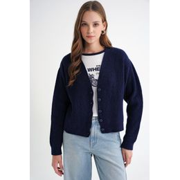 Strukturiertes V-Ausschnitt Knopf-Cardigan