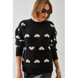 Acryl Rundhals Herzmuster Pullover