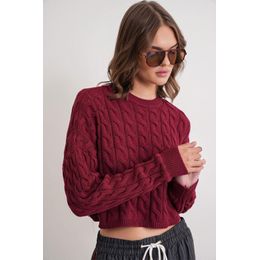 Kabelstrickmuster Rundhals Pullover