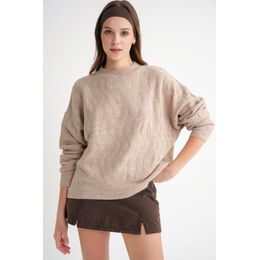 Rippstrickpullover mit Haarflechtmuster