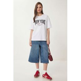 &Uuml;bergr&ouml;&szlig;e Bedrucktes Rundhals-T-Shirt