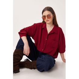 &Uuml;bergro&szlig;e Button-Down-Bluse mit Tasche