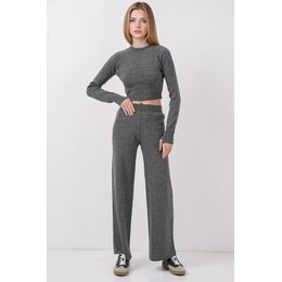Strick-Crop-Top und weite Hosen Strickset