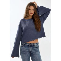 Oversized T-Shirt mit gerafftem Saum und langen &Auml;rmeln