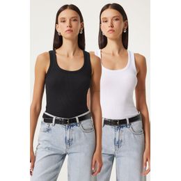 Fitted U-Kragen Gestricktes 2er-Pack Tanktop