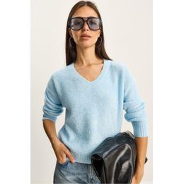 V-Ausschnitt Strukturstrickpullover