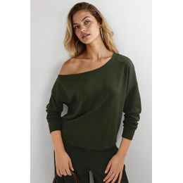 Asymmetrischer Kragen Relaxed Fit Sweatshirt
