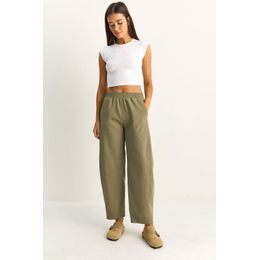 Elastische Taillen-Straight-Leg-Hosen mit Taschen