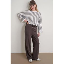 Hochtaillierte Pull-On Gerade-leg-Hosen mit Taschen