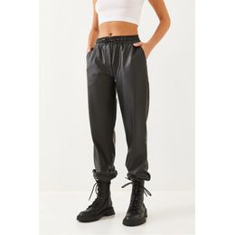Kunstleder-Jogginghose mit B&uuml;ndchen